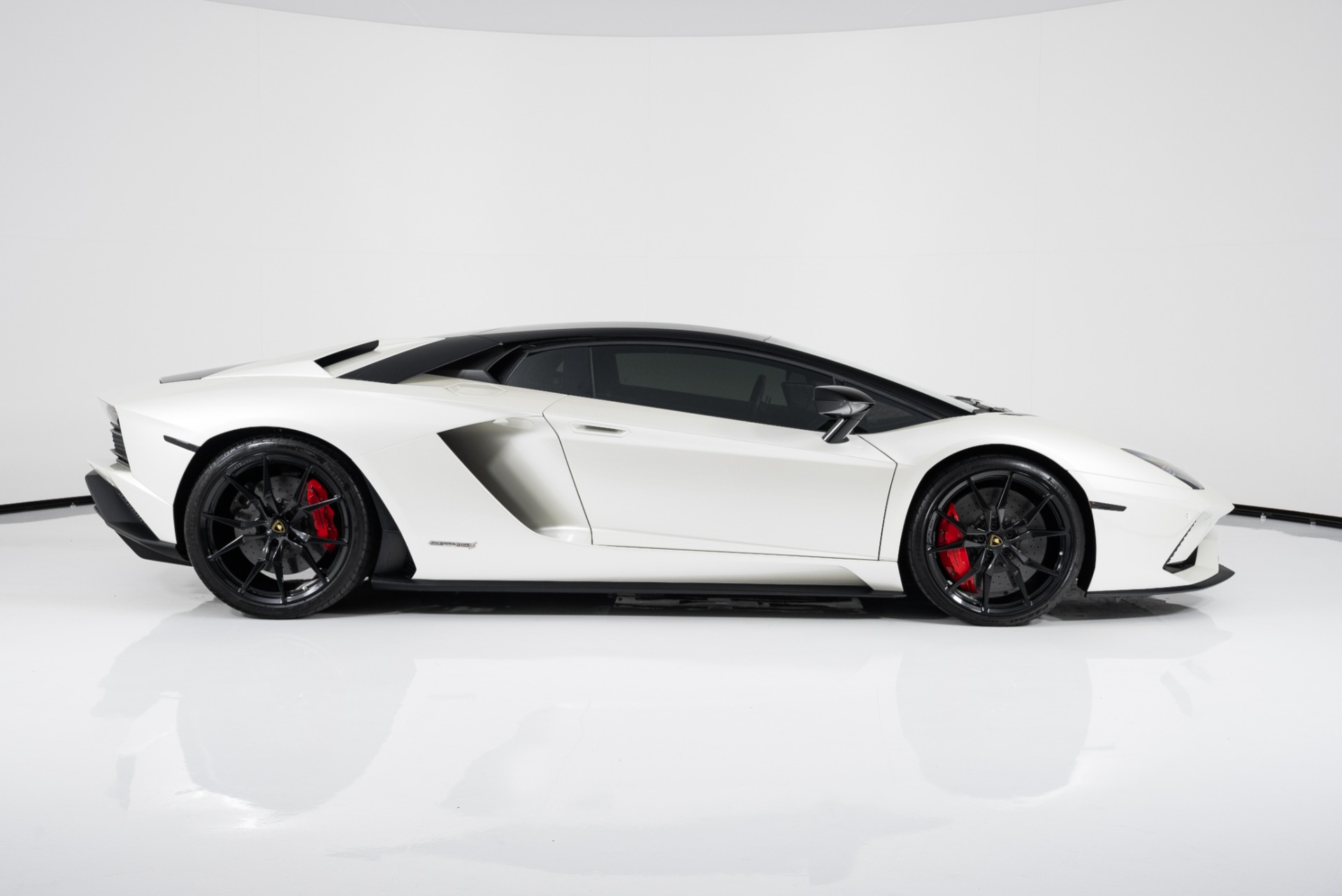 White Lamborghini Aventador Side View