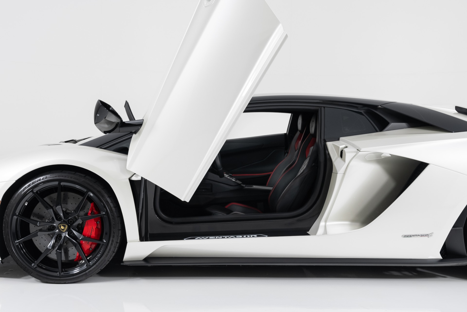 White Lamborghini Aventador Side View
