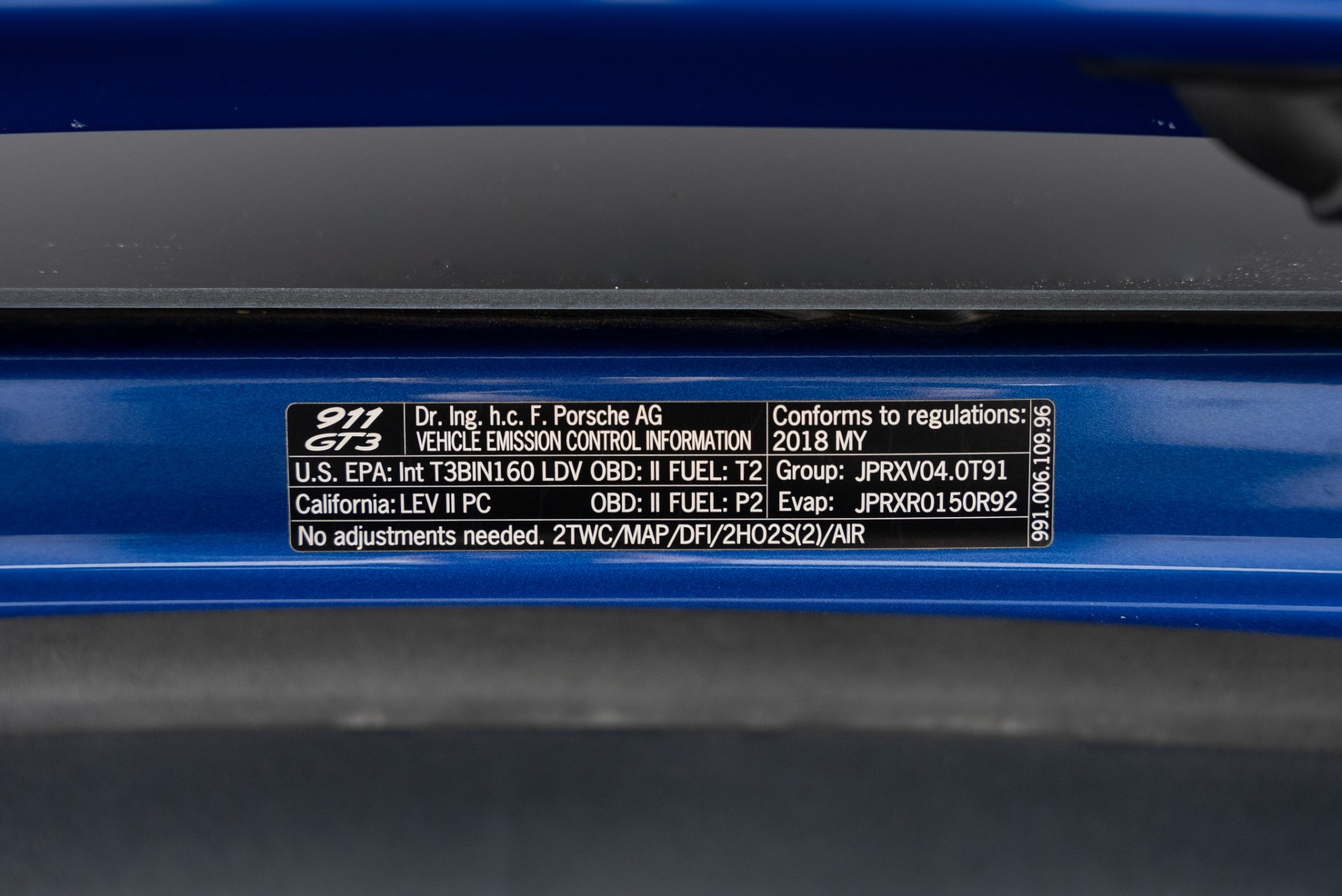 Porsche 911 Gt3 Blue Color Code